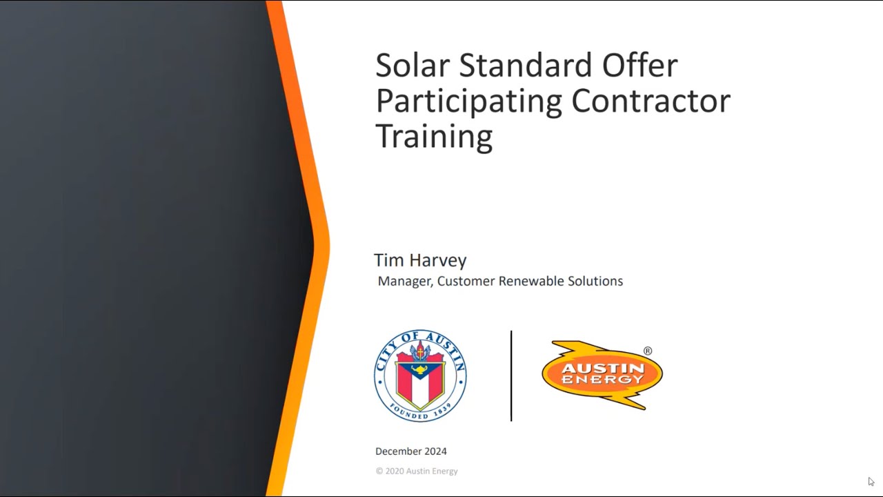 Standard Offer Contractor Training - December 20, 2024 - YouTube