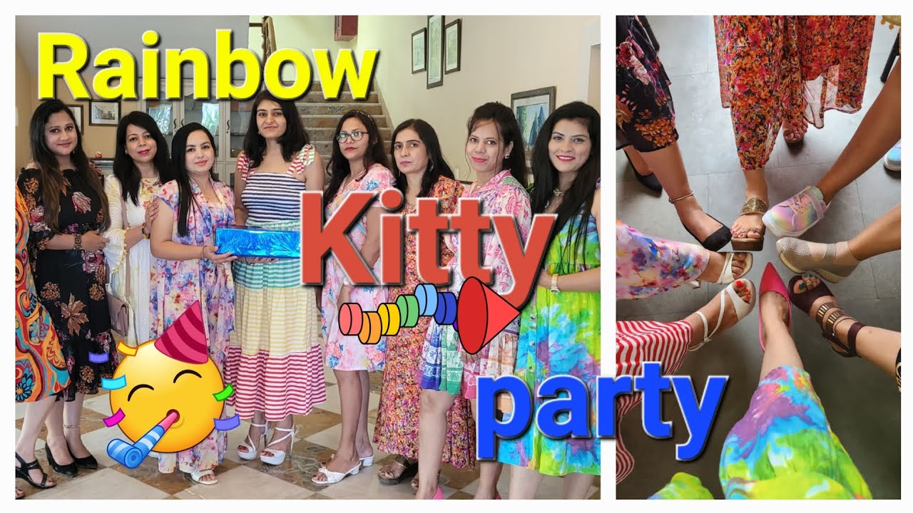 🌈Rainbow theme Kitty party vlog | Rainbow theme games #kittyparty #rainbowfriends #themeparty # ...