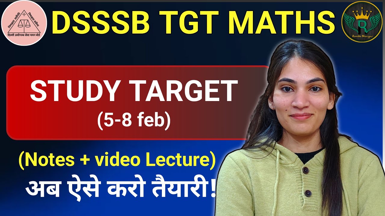 DSSSB TGT MATHS 2026 | Daily Study Target | 5-8 Feb Study Target 🎯 | By ...