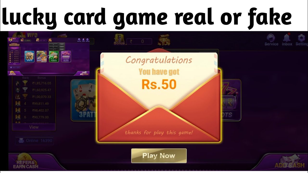 lucky card game real or fake , lucky card game withdrawal - YouTube