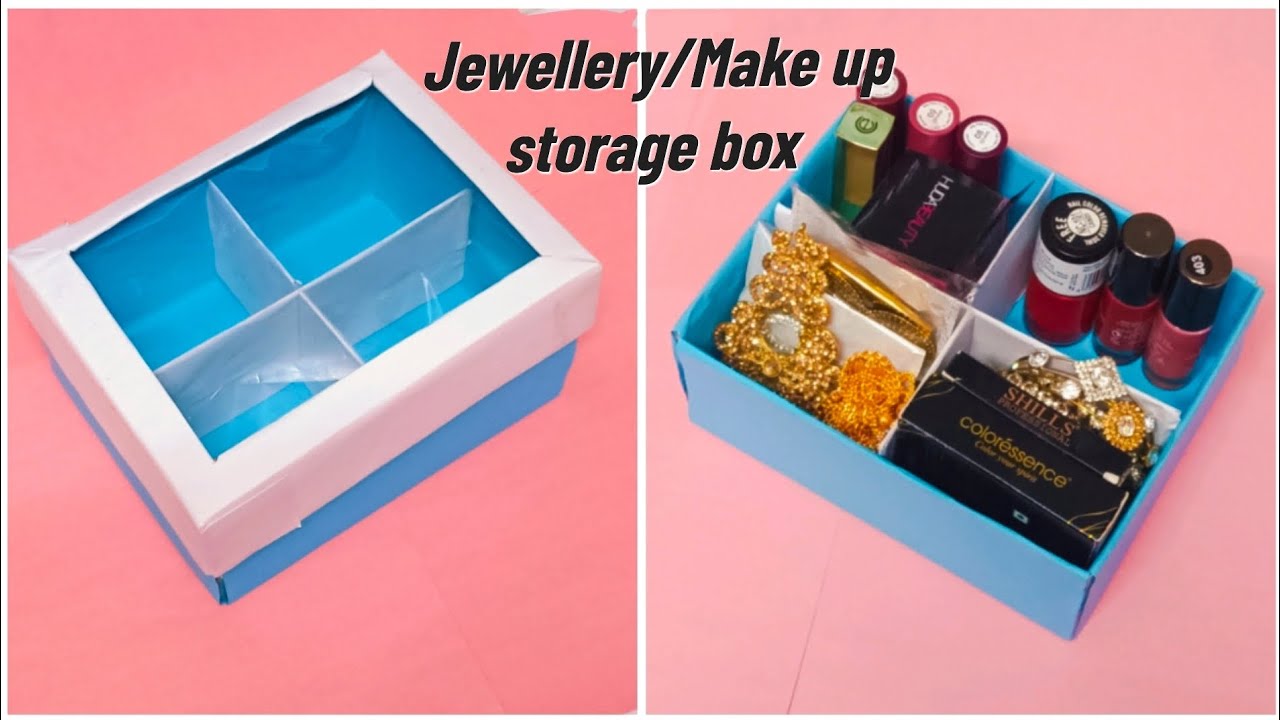 Beautiful jewellery / makeup storage box making ideas | very easy ...