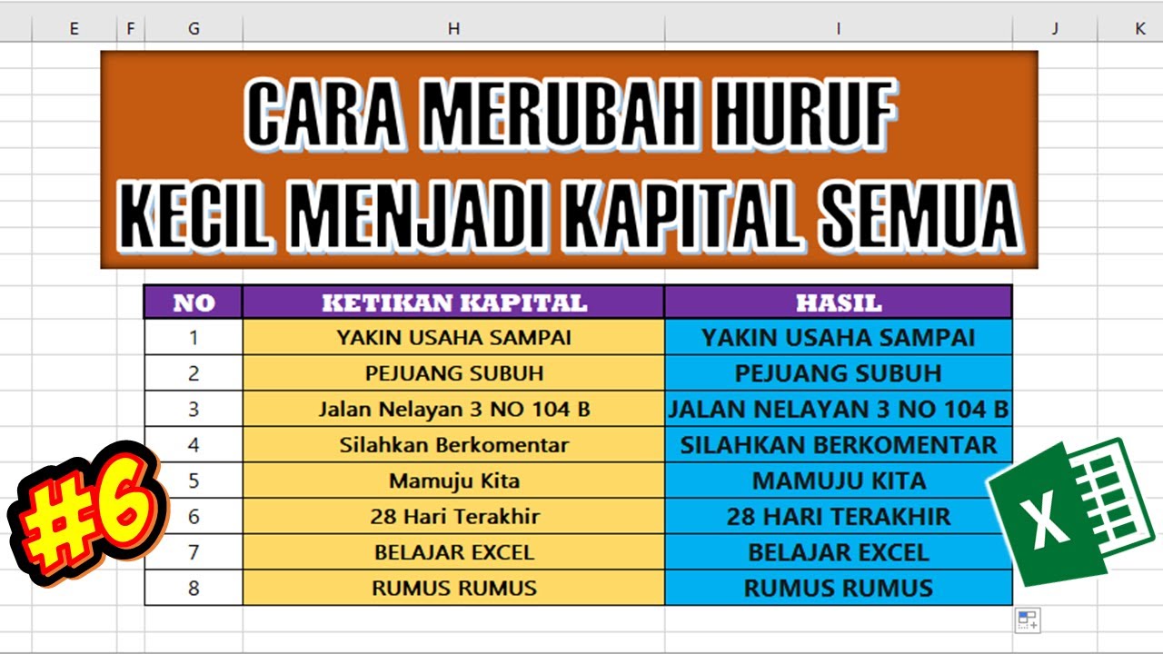 Cara Merubah Huruf Kecil Ke Besar Di Excel Youtube