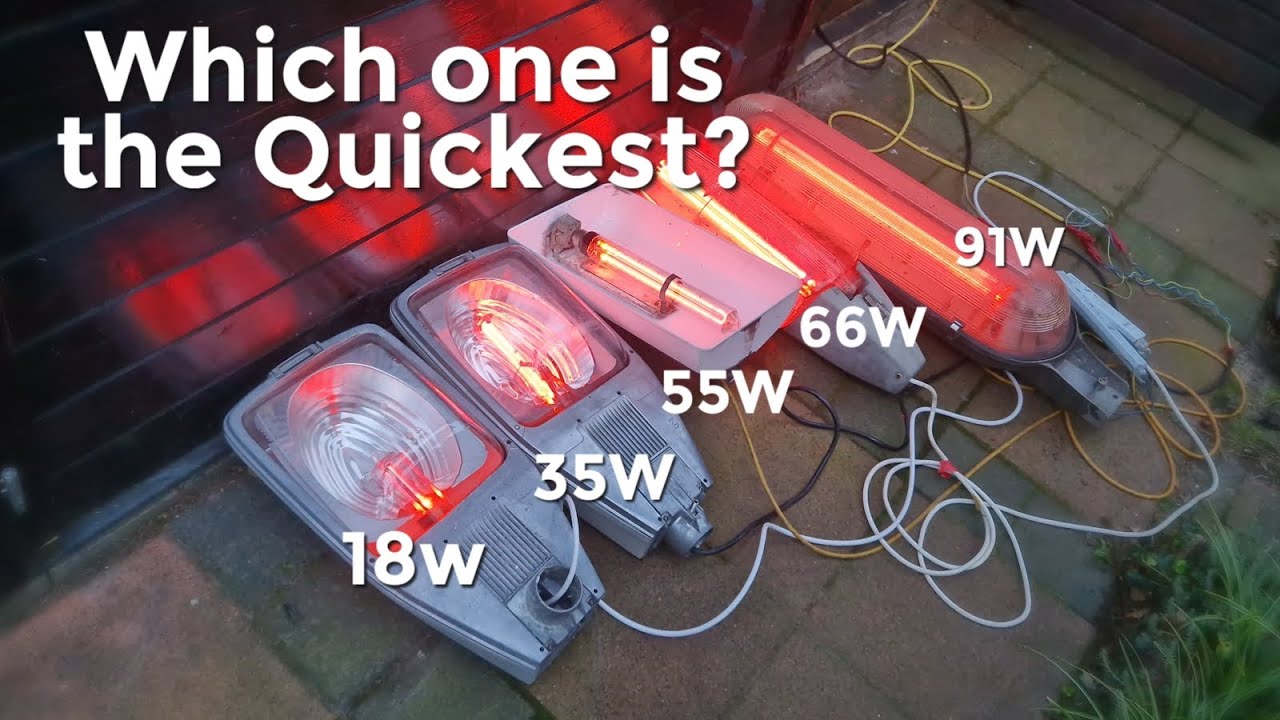 5 Low Pressure Sodium SOX Streetlights Warming Up! 18,35,55,66 and 91w ...