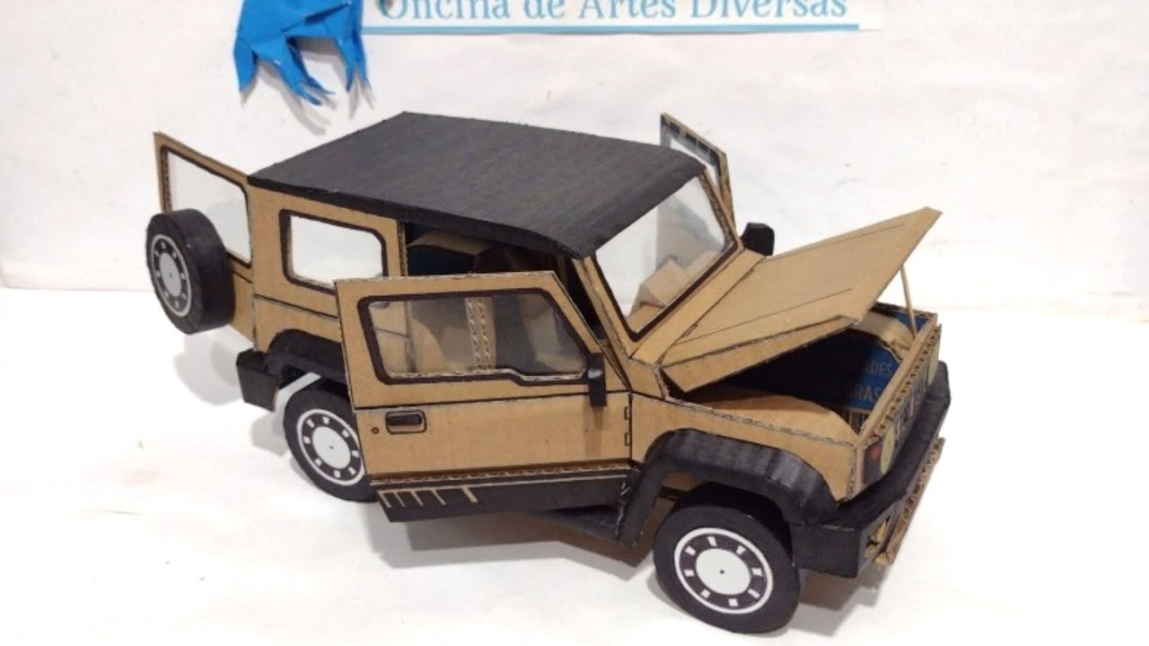 how to make a cardboard jeep that opens the doors - YouTube