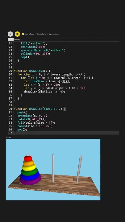 How To Code Tower Of Hanoi Pt 6 P5js Javascript Coding Learncoding Gamedev Youtube