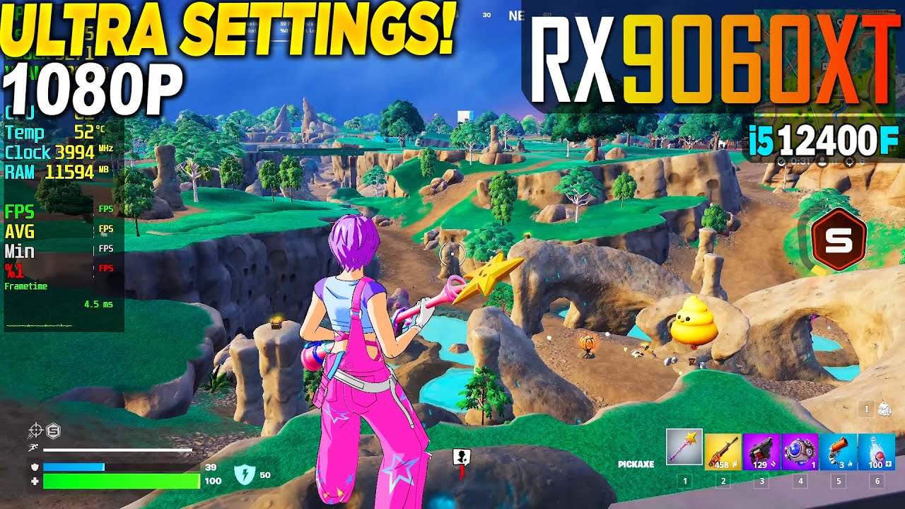Fortnite Chapter 6 Season 4 RX 9060 XT + İ5 12400F - 1080p Performance ...