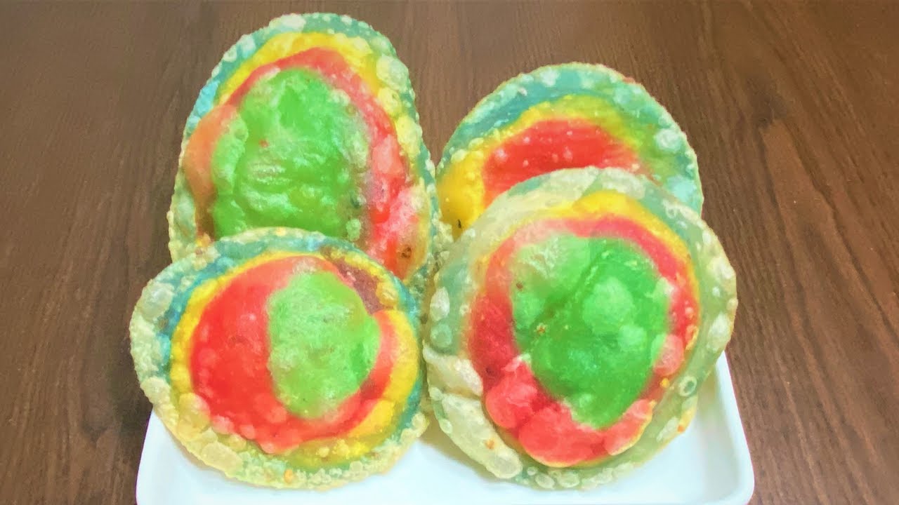 রেইনবো ঝাল পুড়ি। রেইনবো লুচির রেসিপি | Colorful designed luci recipe ...