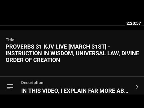 PROVERBS 31 KJV LIVE [MARCH 31ST] - INSTRUCTION IN WISDOM, UNIVERSAL ...