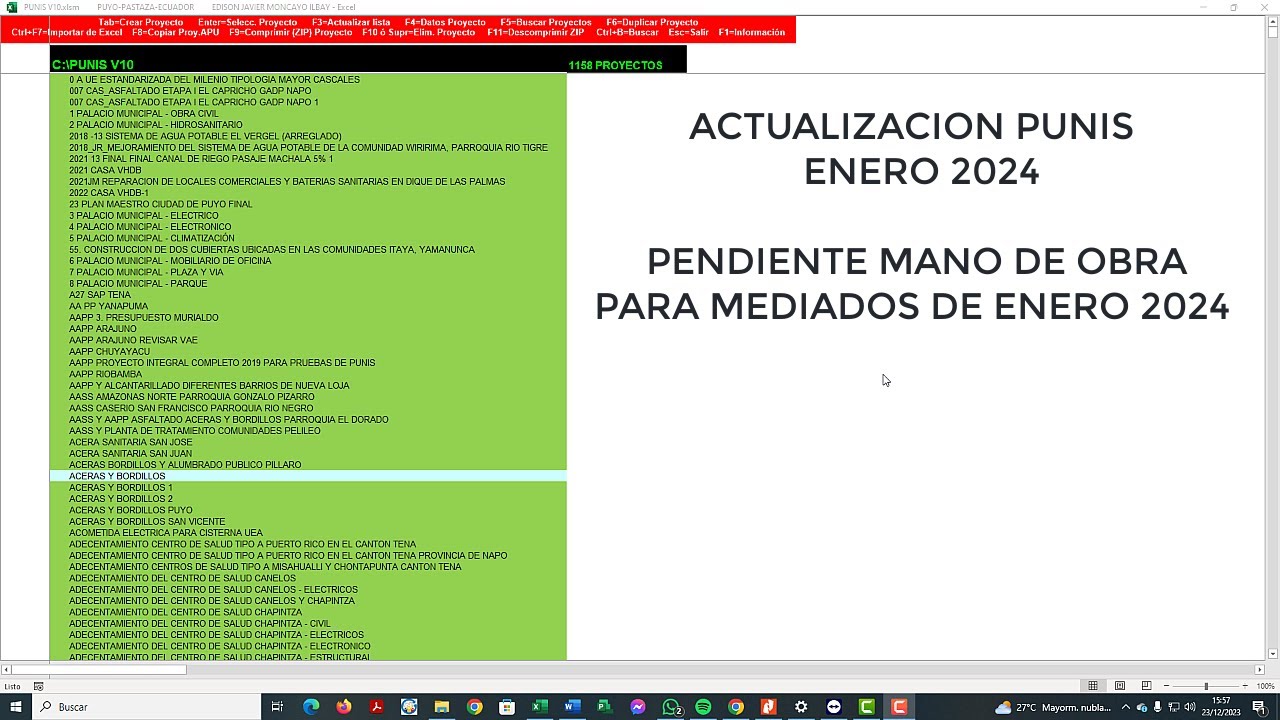 PUNIS v10.xlsm || ACTUALIZACION DICIEMBRE 2023 - YouTube