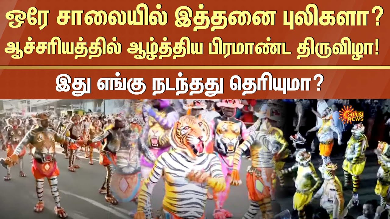 Pulikali Tiger dance | Kerala | Onam | Thrissur | Sun News - YouTube