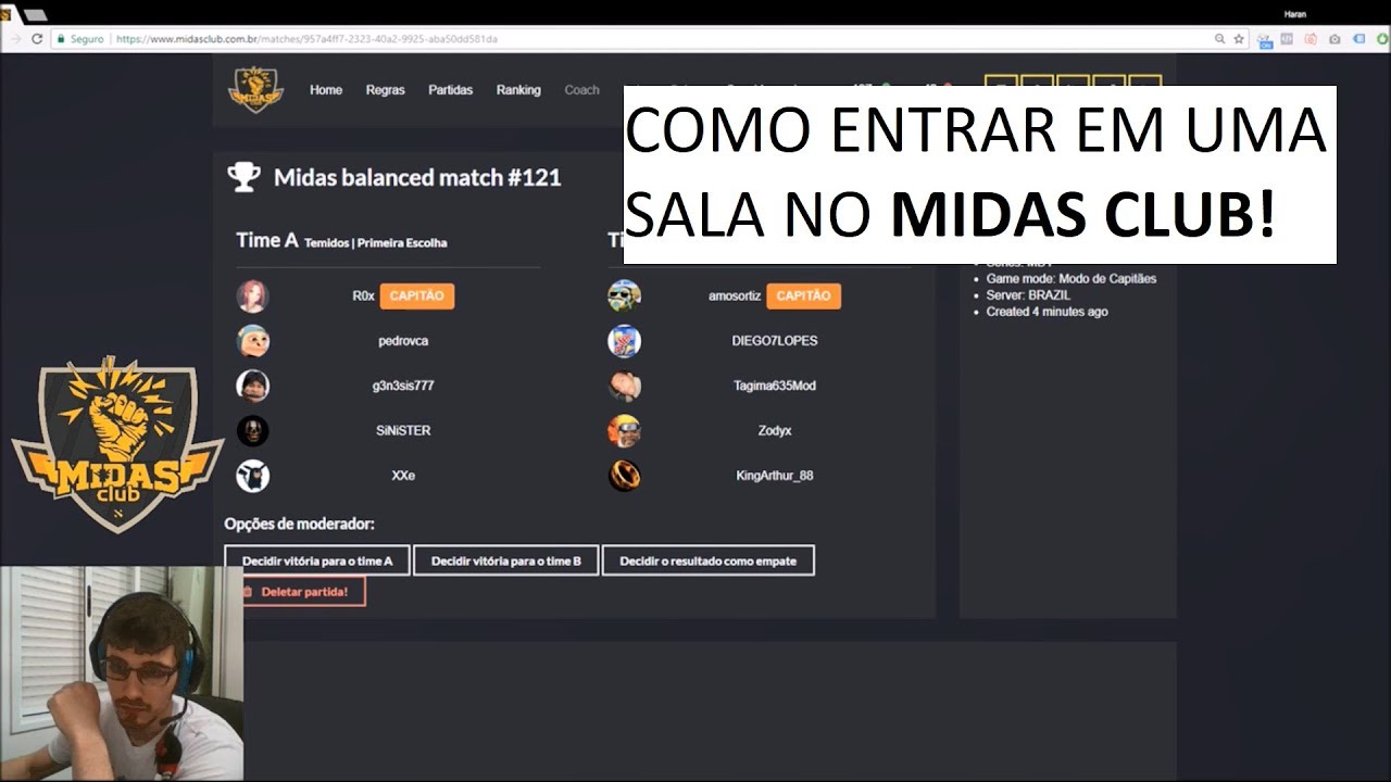 COMO ENTRAR EM UMA PARTIDA NO MIDAS CLUB - YouTube