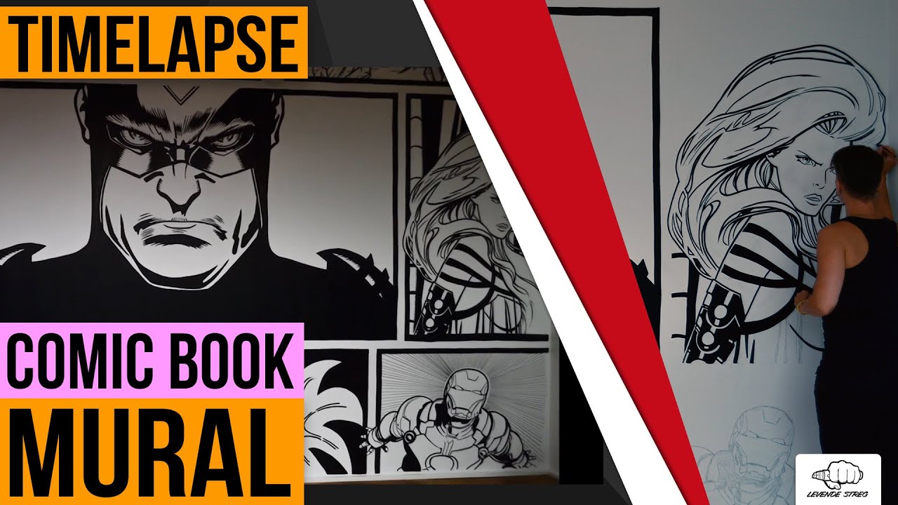 Comic Book Wallpainting (mural) - LEVENDE STREG - YouTube