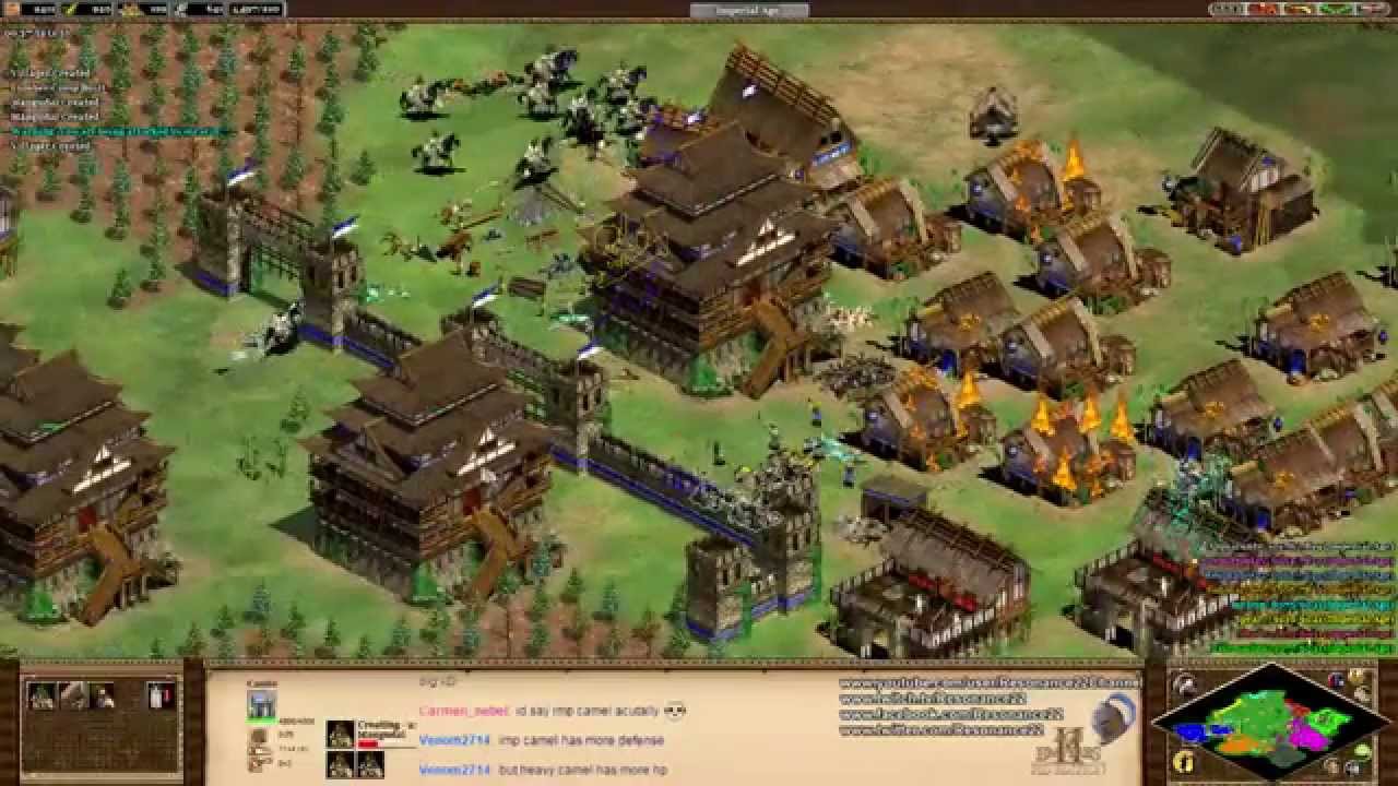 Aoe2 HD: 4v4 Arena (Mongols, Defending Against Pressure) - YouTube
