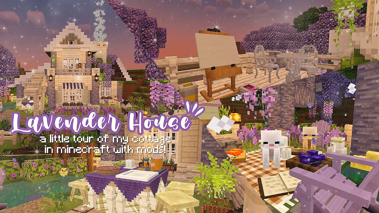 Minecraft Bedrock 🍇 a lil tour of my Lavender House ᶻ 𝗓 𐰁 with map ...