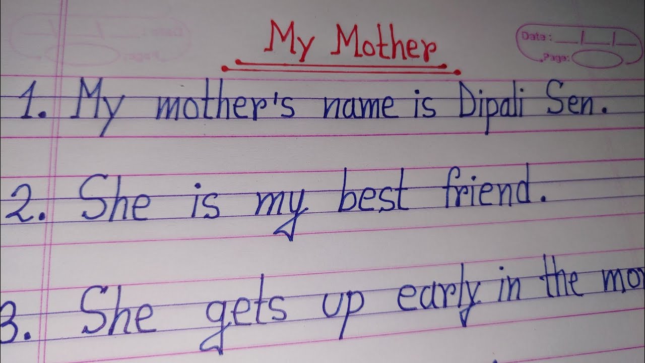 10 Lines on My Mother Essay Writing in English/My Mother 10 lines eassy ...