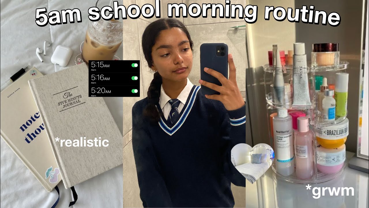 my 5am school morning routine *grwm* - YouTube