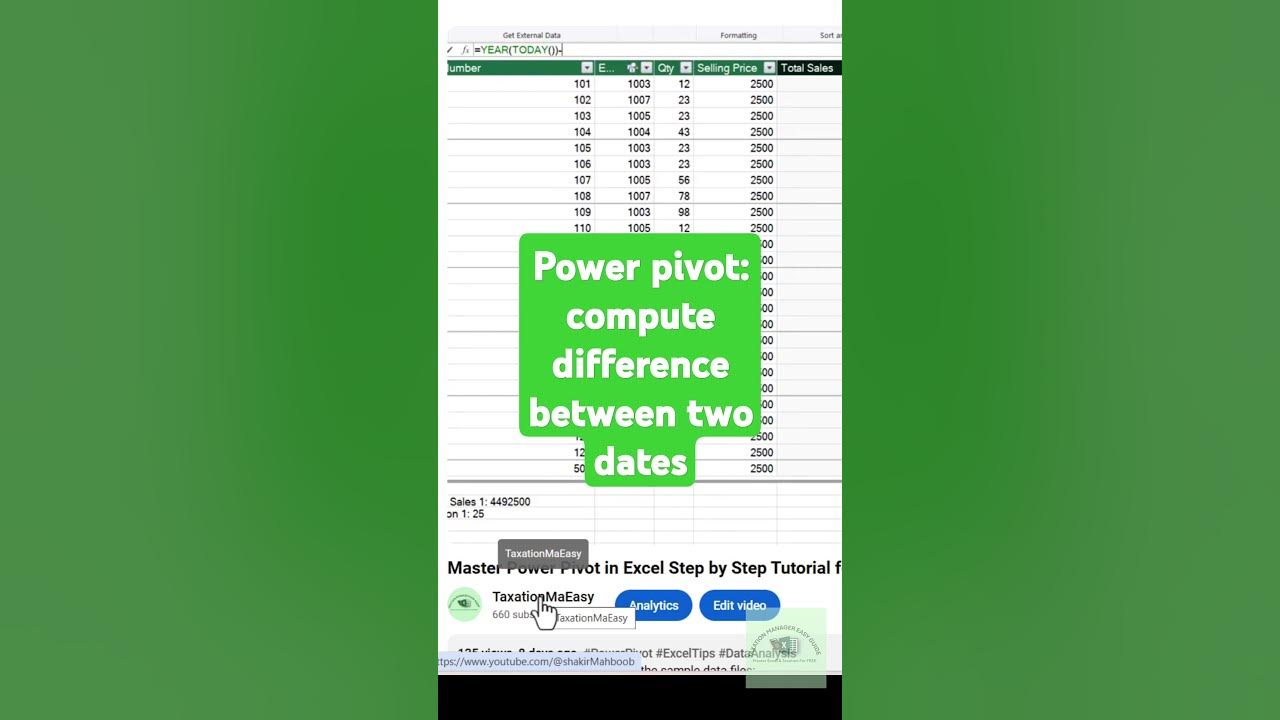 Power pivot | compute years between two dates #excel #powerpivot # ...