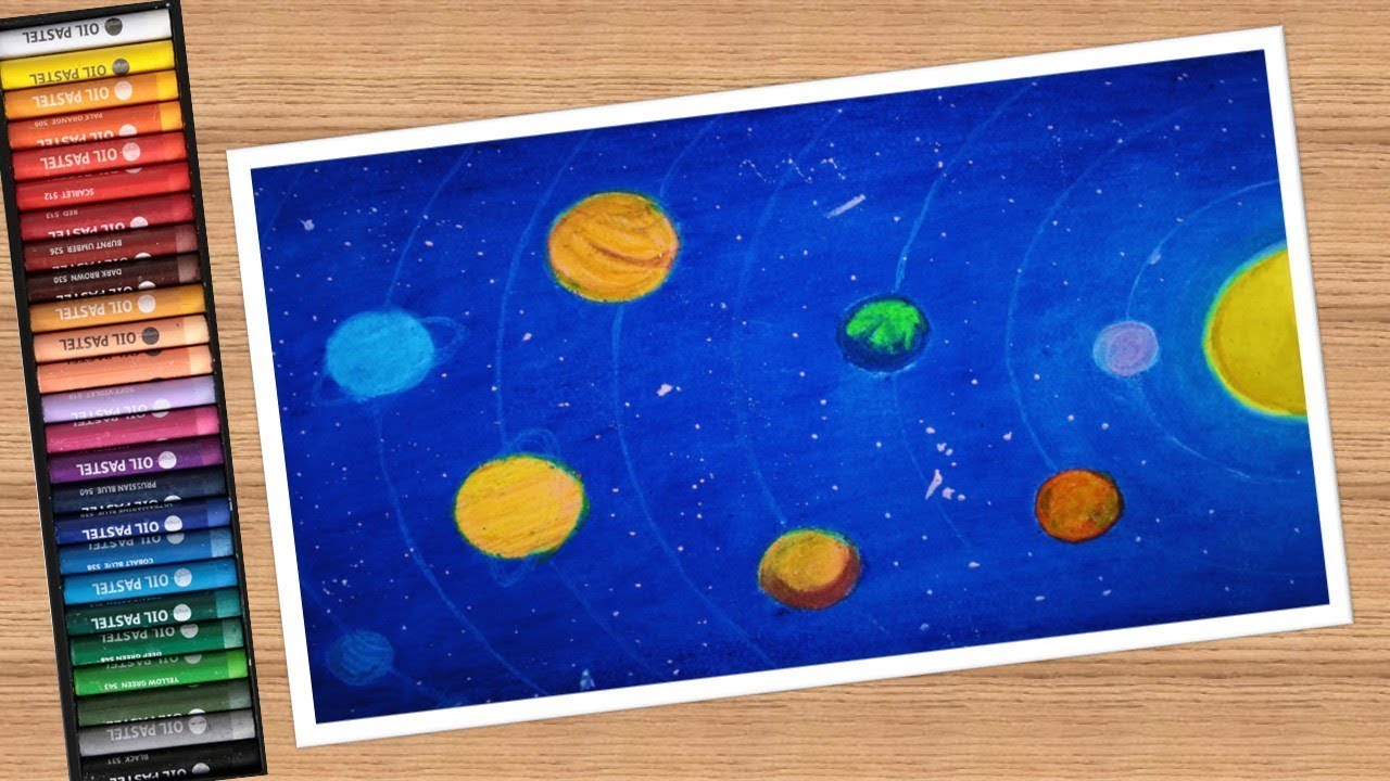 Solar System Drawing with Oil Pastels for Beginners and Art Lovers ...