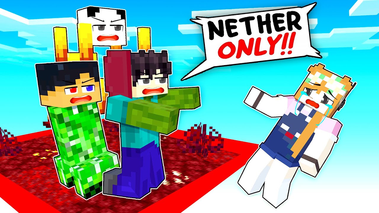 LOCKED on ONE CHUNK NETHER as MOBS in Minecraft! - YouTube