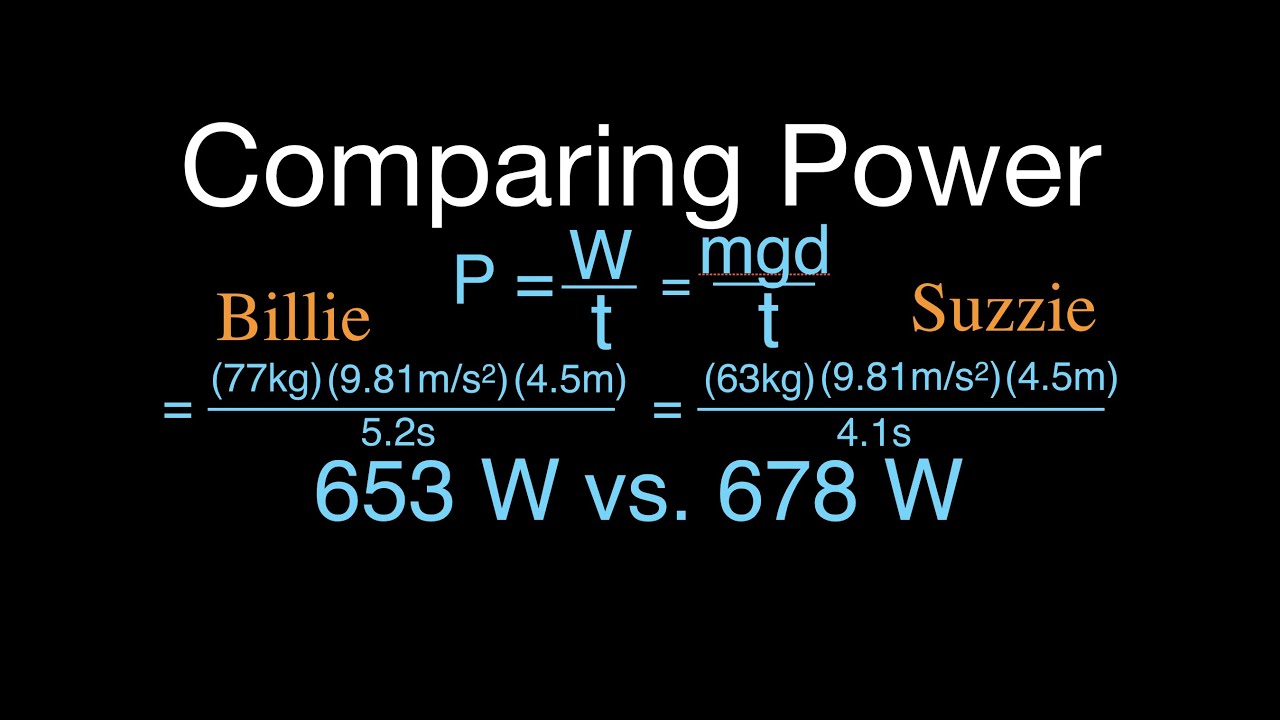 Energy, Work & Power (30 of 31) Comparing the Power Output of Two ...