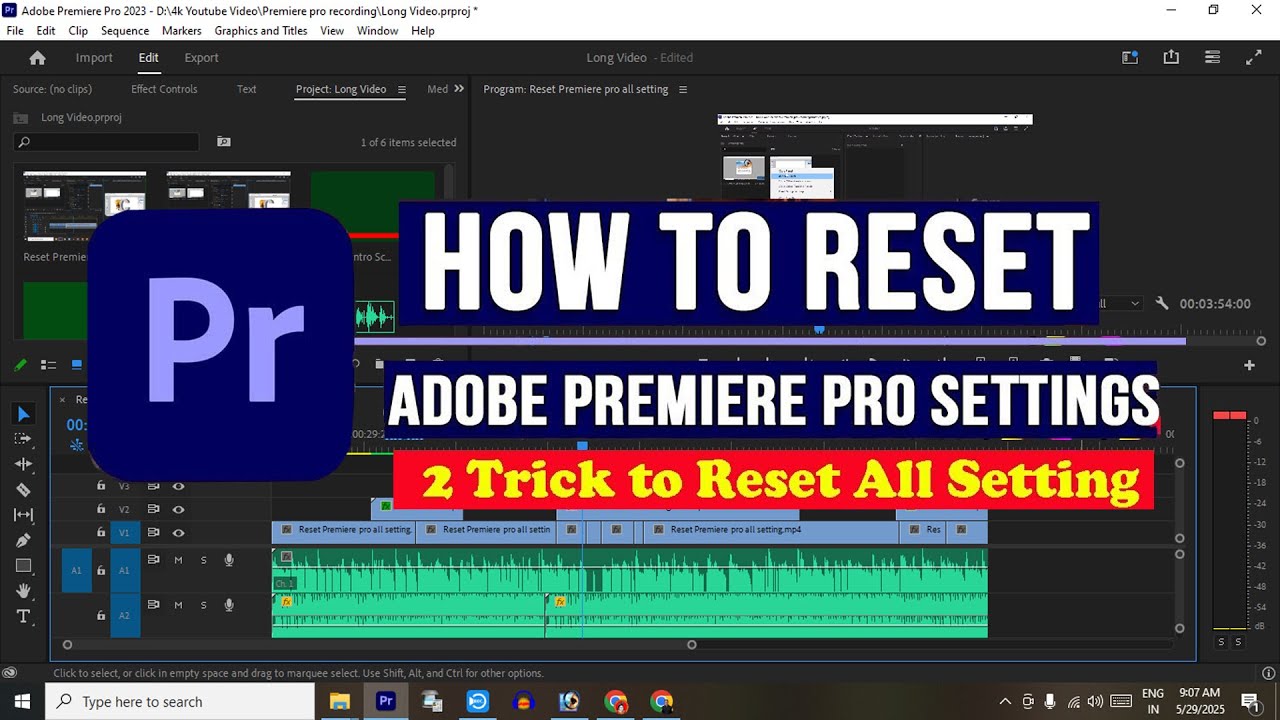 Adobe premiere pro 2023 all Setting Reset | Adobe Premiere Pro | Reset ...