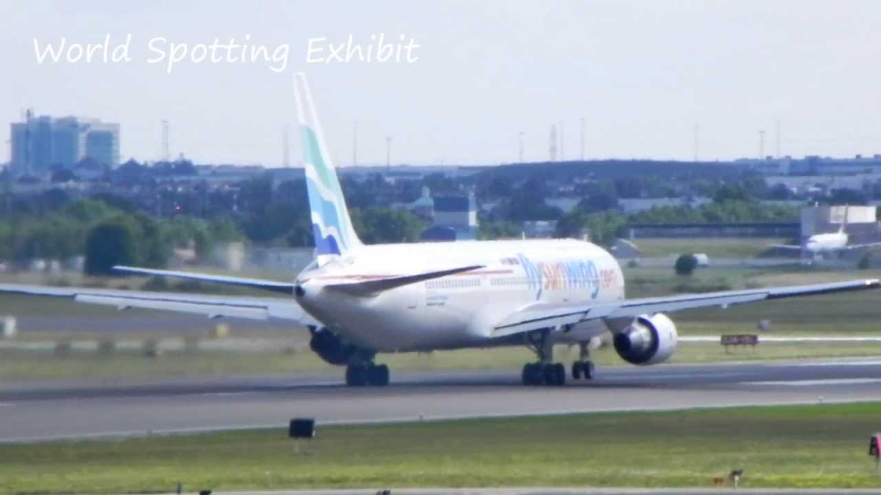 SUNWING AIRLINES B767 NEAR TAIL STRIKE & KLM B747 TAKEOFF (HD) - YouTube