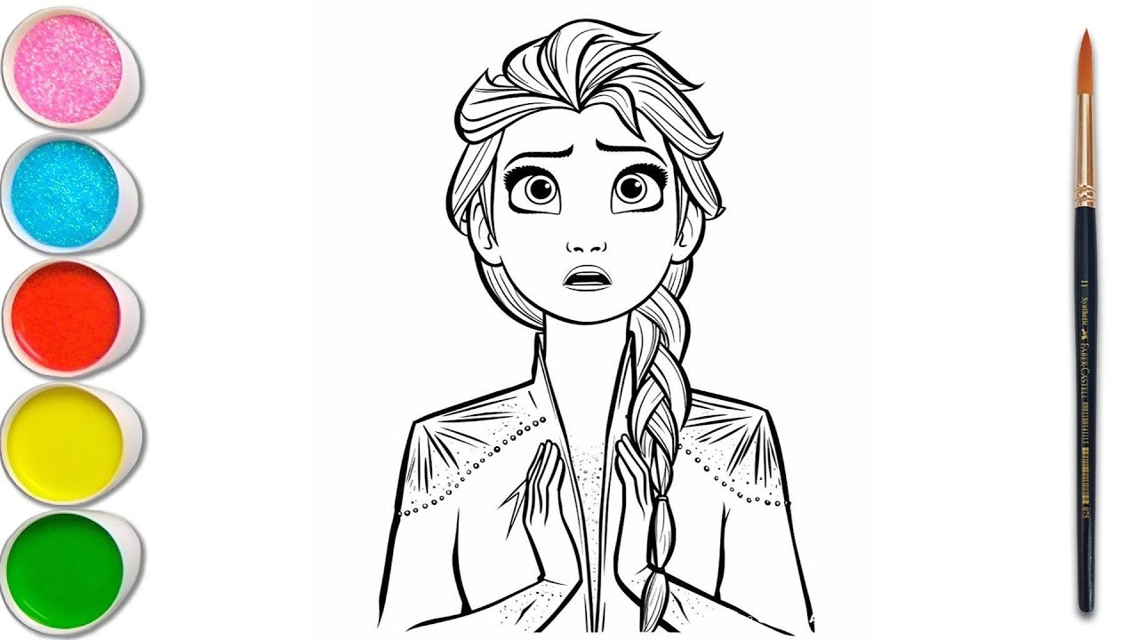 Cute Elsa Drawing for Kids, Painting & Coloring for Kids | elsa drawing ...