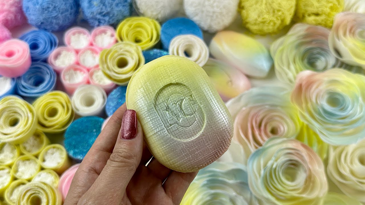 ASMR Compilation set ★ASMR SOAP★ Cutting soap cubes FOAM & GLITTER ...