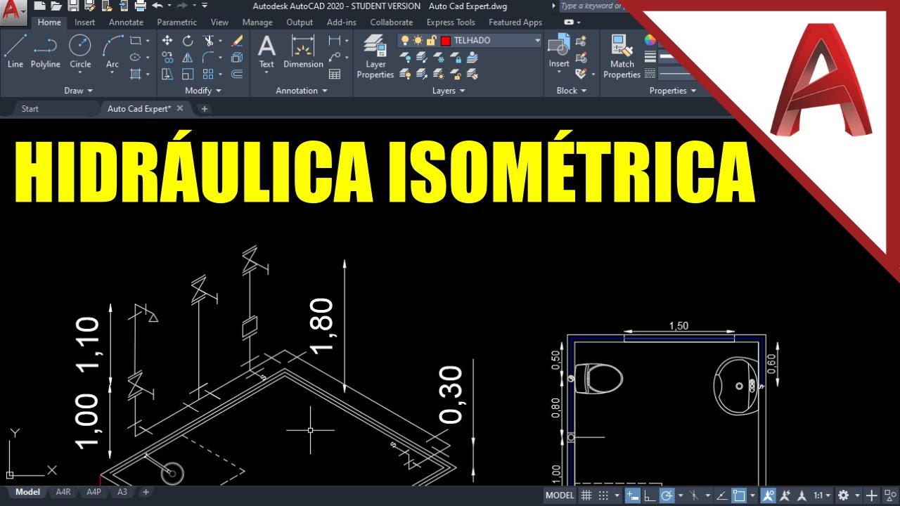 Hidráulica Isométrica no AutoCAD (PROJETO COMENTADO) - YouTube