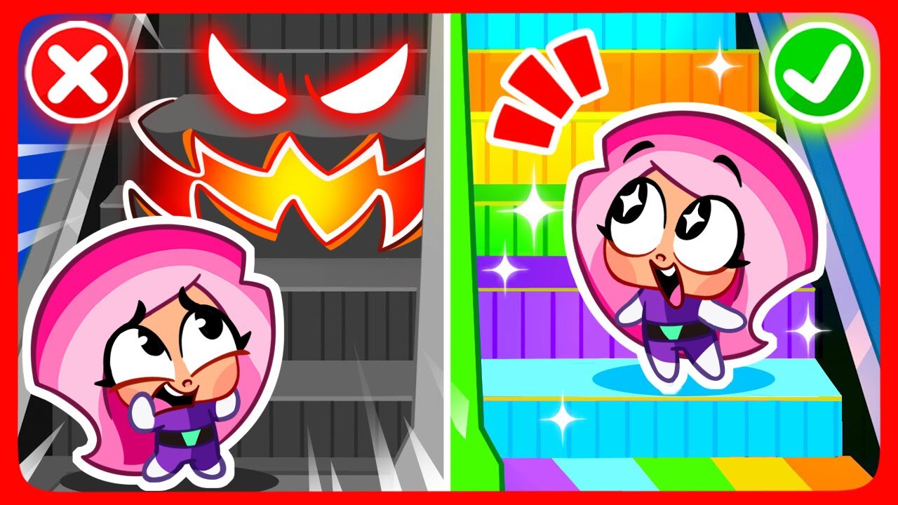 Don’t Be Afraid of the Escalator! | Up or Down? | Safety Cartoons for ...