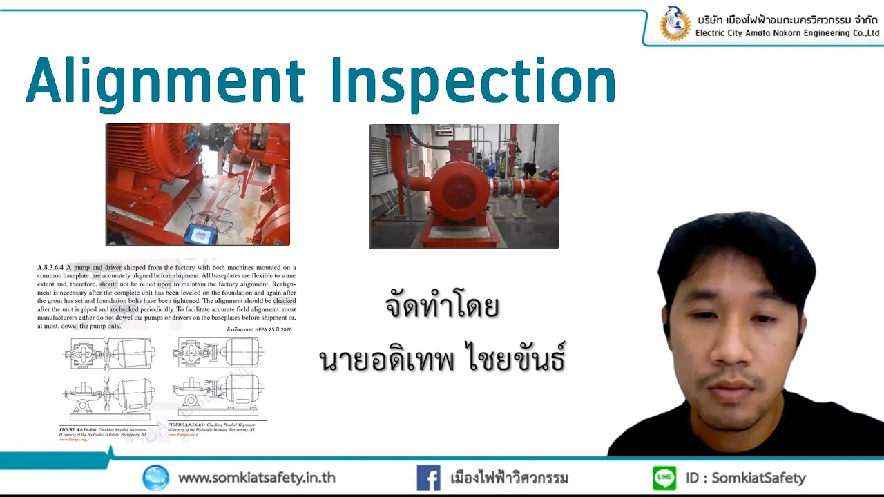 การตรวจสอบการเยื้องศูนย์ Alignment Inspection ของ Fire Pump - YouTube