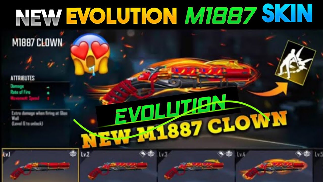 NEW EVO M1887 GUN SKIN FREE FIRE NEW UPDATE || NEW EVO M1887 SKIN ...