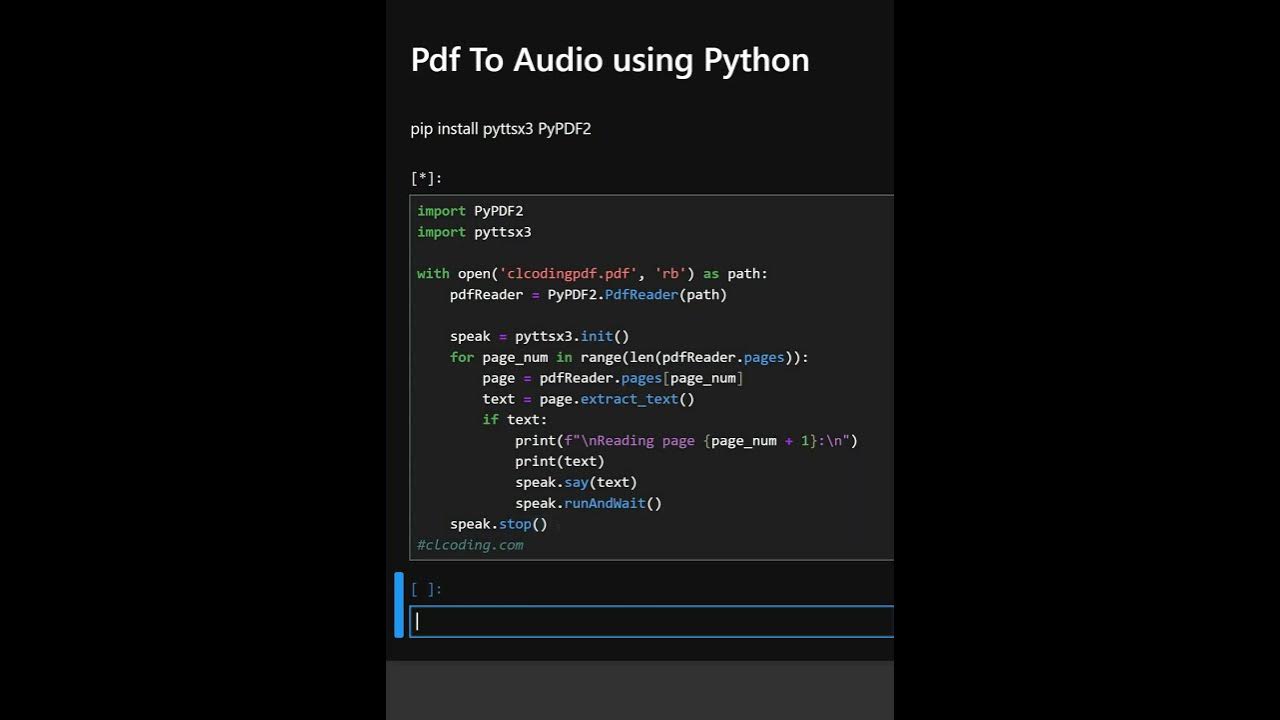 Pdf To Audio Using Python Youtube