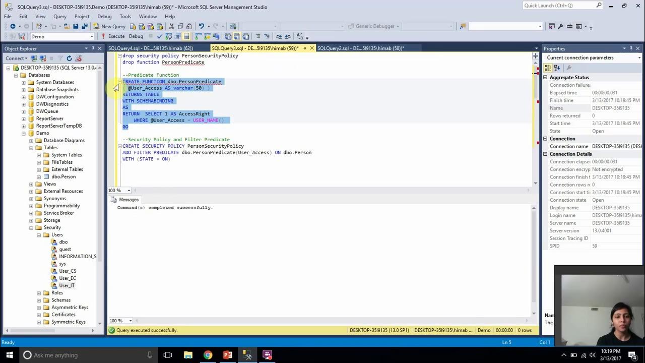 Row level Security - SQL Server 2016 - YouTube