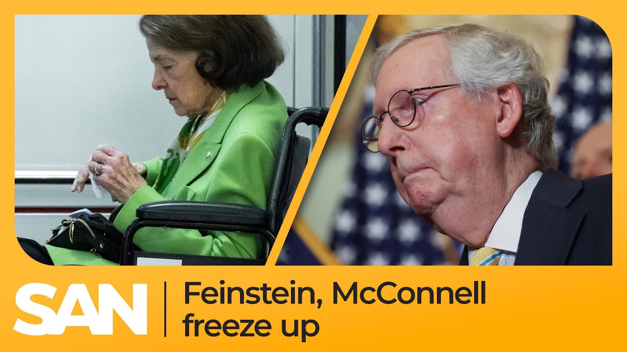 Feinstein has awkward moment; McConnell falls before freeze-up - YouTube