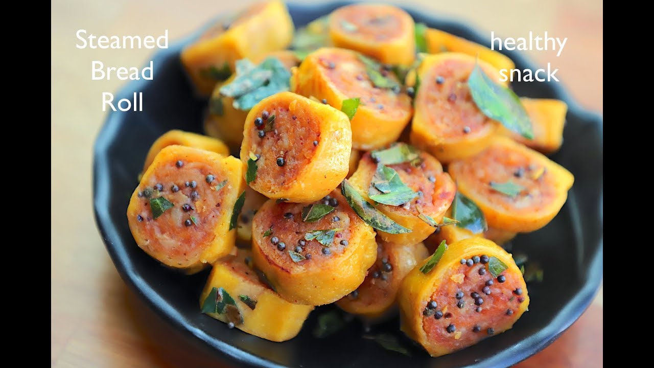 Steamed bread roll - bread dhokla roll - bread roll recipe - healthy ...