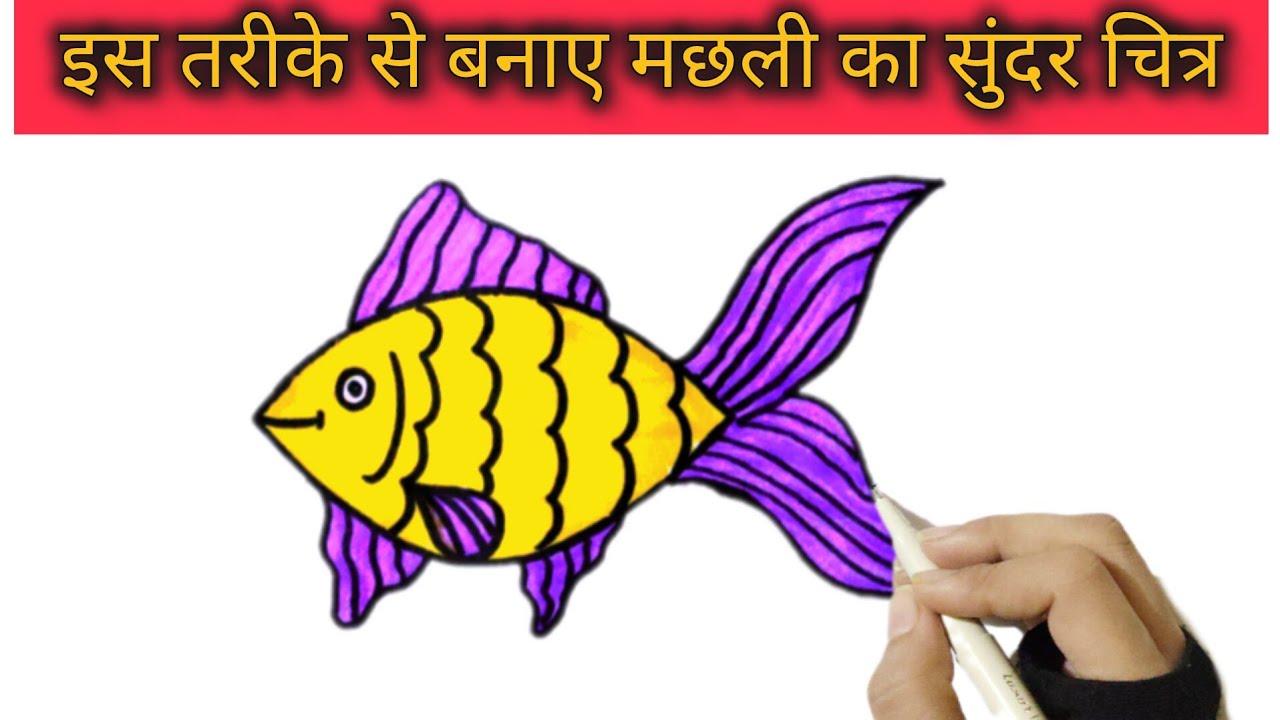 How to draw a fish drawing || इस तरीके से बनाए मछली का सुंदर चित्र ...