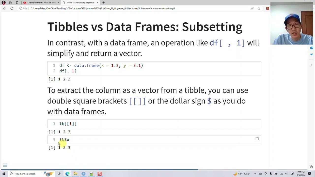 Stats 102A - 2024 Summer - Video 18 - tidyverse tibbles - YouTube