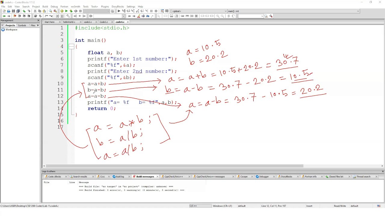 Computer Programming C Lab 1 Basic C Concepts Youtube