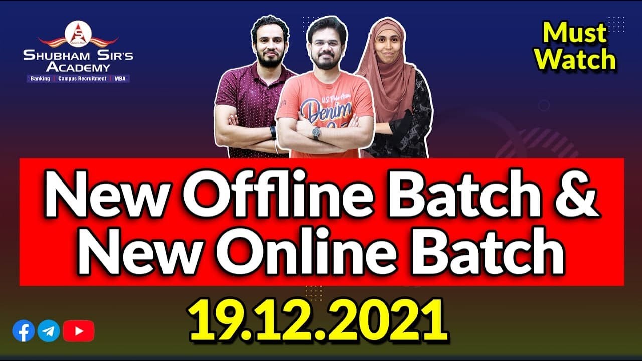 New Offline Batch & New Online Batch || 19.12.2021 #SSA #Banking #MBA ...