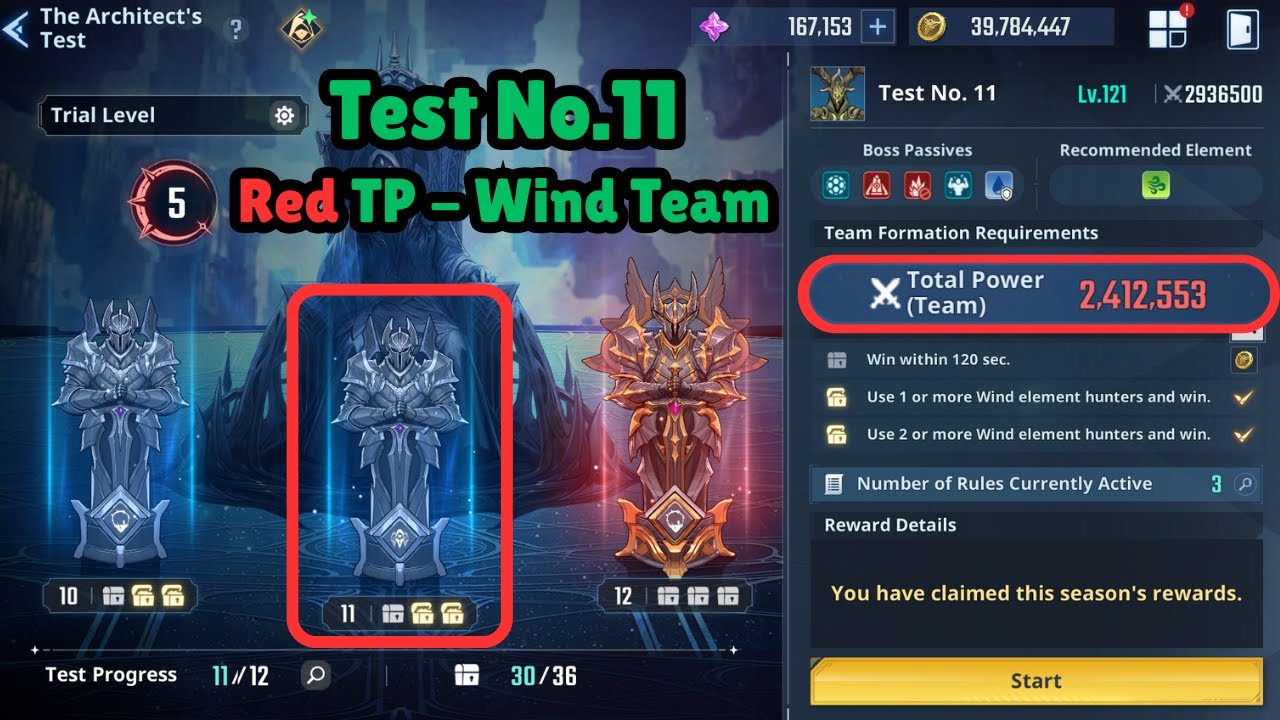 The Architect's Test - Test No. 11 | Red TP | Wind Team | Solo Leveling ...