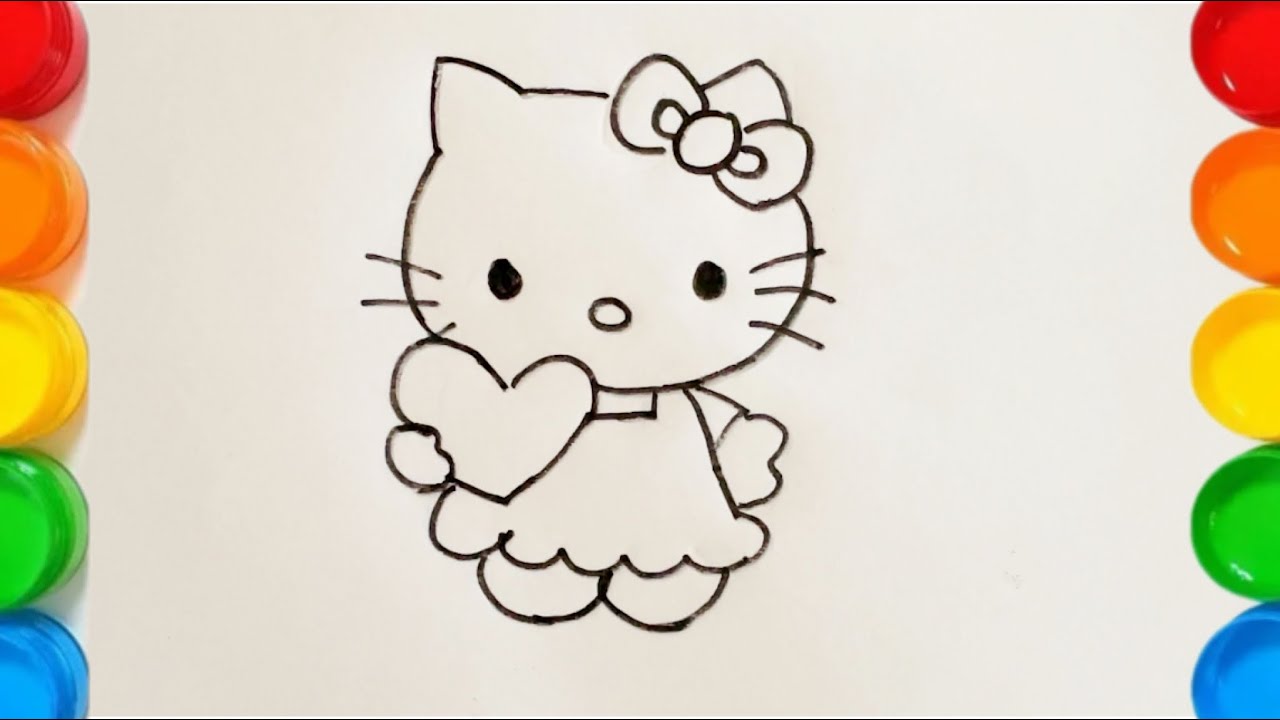 Hello Kitty Drawing and Coloring|How to draw Hello Kitty step by step ...