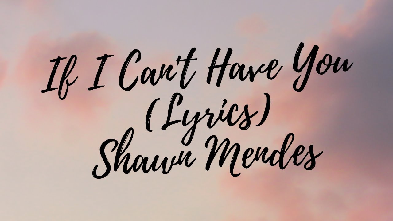 Shawn Mendes If I Cant Have You Lyrics Youtube