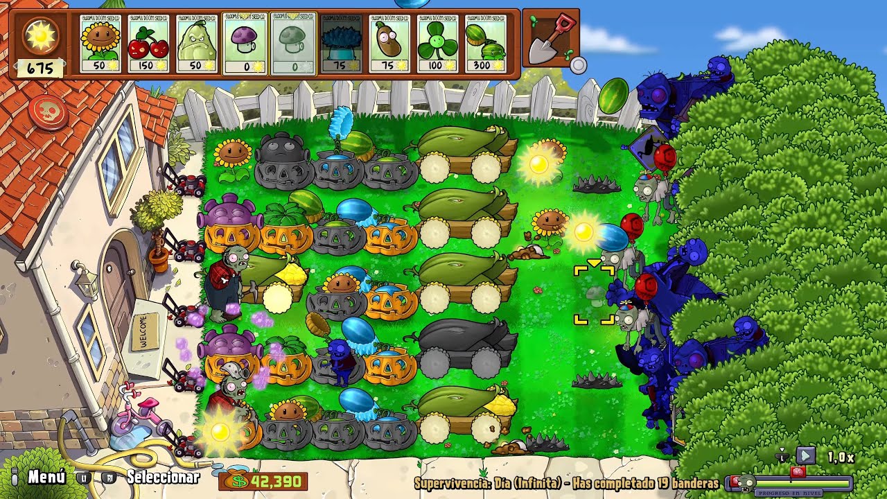 Plants VS Zombies RePlanted, ‘’Survival: Endless Day’’ | 1-20 Flags ...