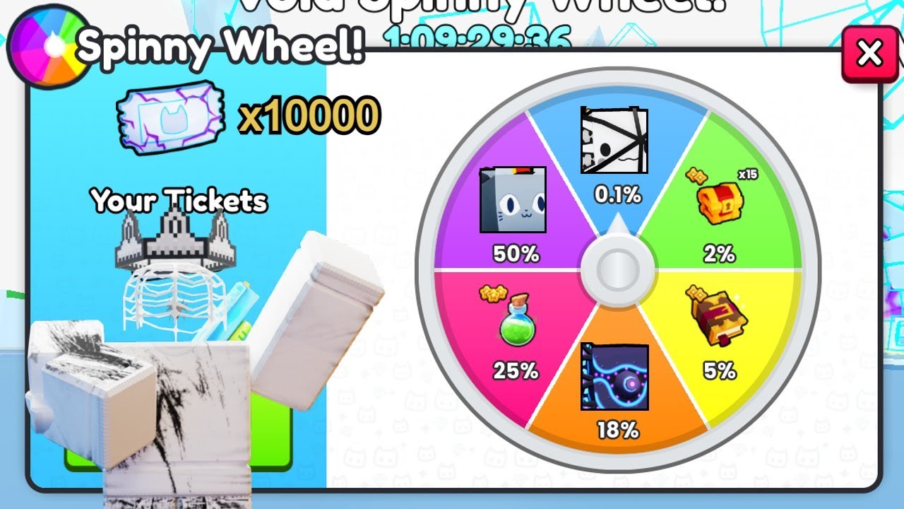USING x10000 SPINNY WHEEL TICKETS IN PS99!!! - YouTube