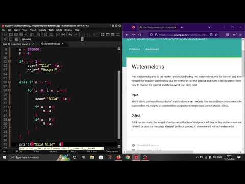"Watermelons" in C programming language. #Eolymp problem 1118. - YouTube