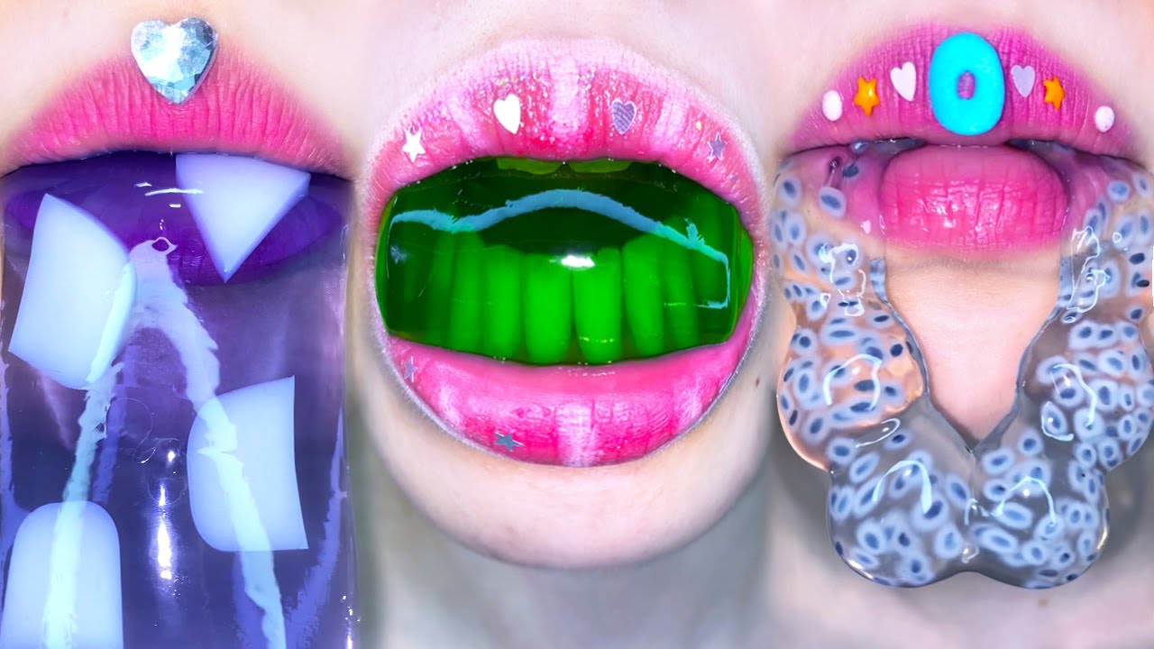 ASMR COCONUT BERRY JELLY MELON TEETH PUDDING SEED PEARL JELLY eating ...