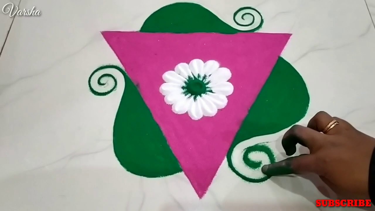 easy & attractive rangoli design/two colours rangoli design by varsha's ...