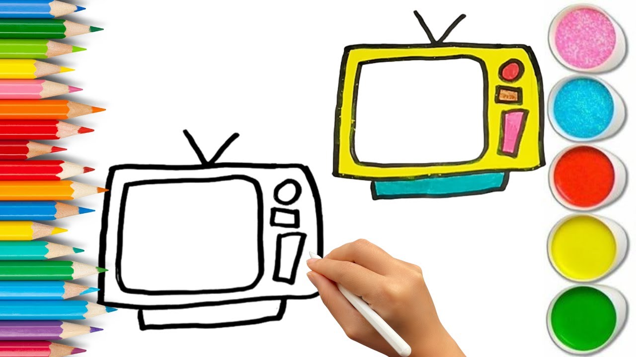How To Draw cute Television Drawing, Painting & Coloring For Kids and ...
