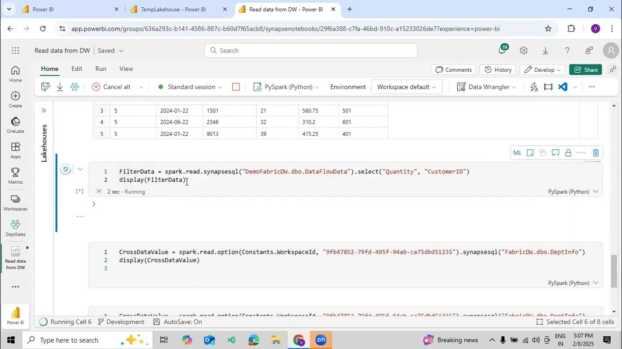 How to read Fabric DW table in PySpark Notebook using Microsoft Fabric in Telugu - YouTube